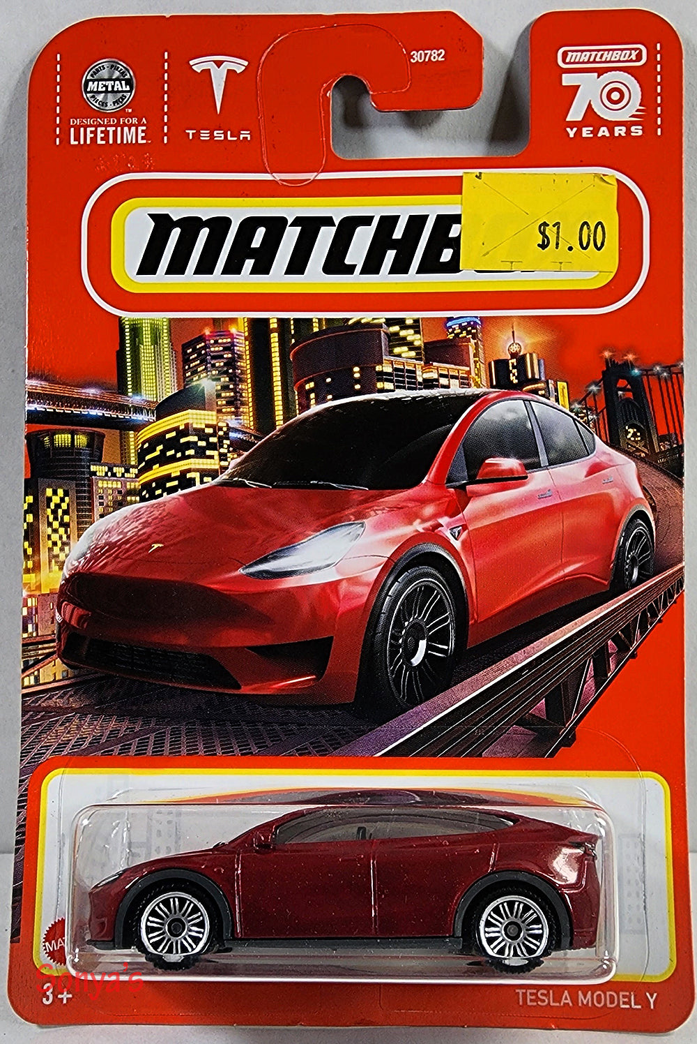 Matchbox Red Tesla Model Y 2023 – Sonya's Diecast